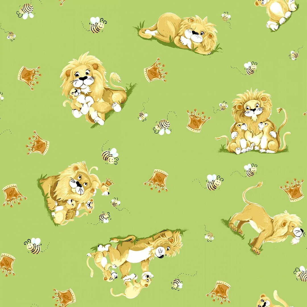 Susybee Lyon the Lion Green Toss Cotton Quilting Fabric 1/2 YARD - Etsy