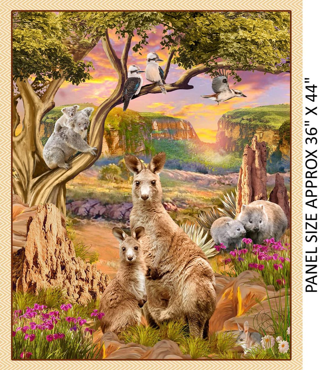 Outback Magic Australian Animals Scenery 4035A Cotton Quilting Fabric ...