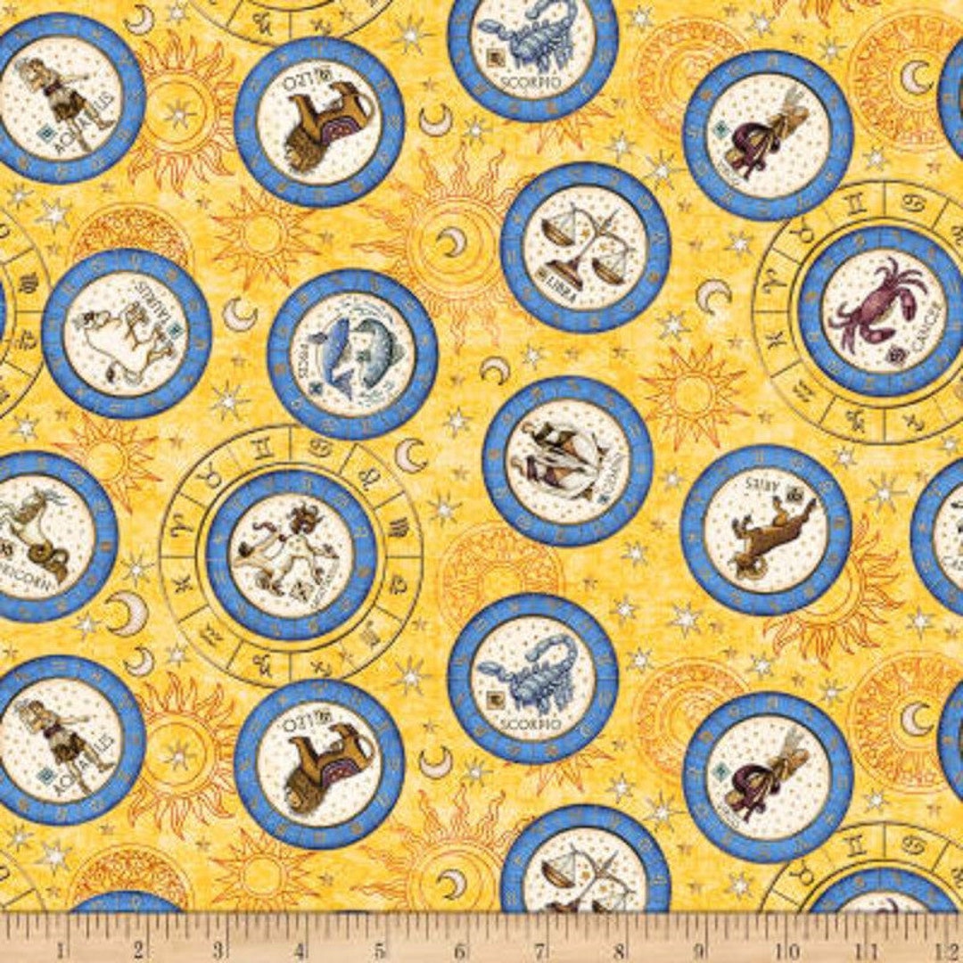 Zodiac Medallions Sun Intergalactic Quilting Treasures Cotton Quilting ...