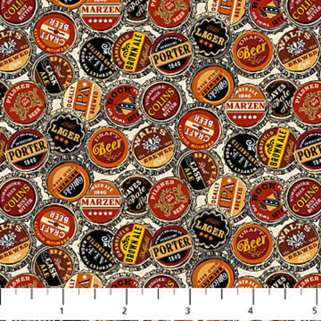 The Cave Bottle Caps Cream Multi 24997-12 Cotton Quilting Fabric 1/2 ...