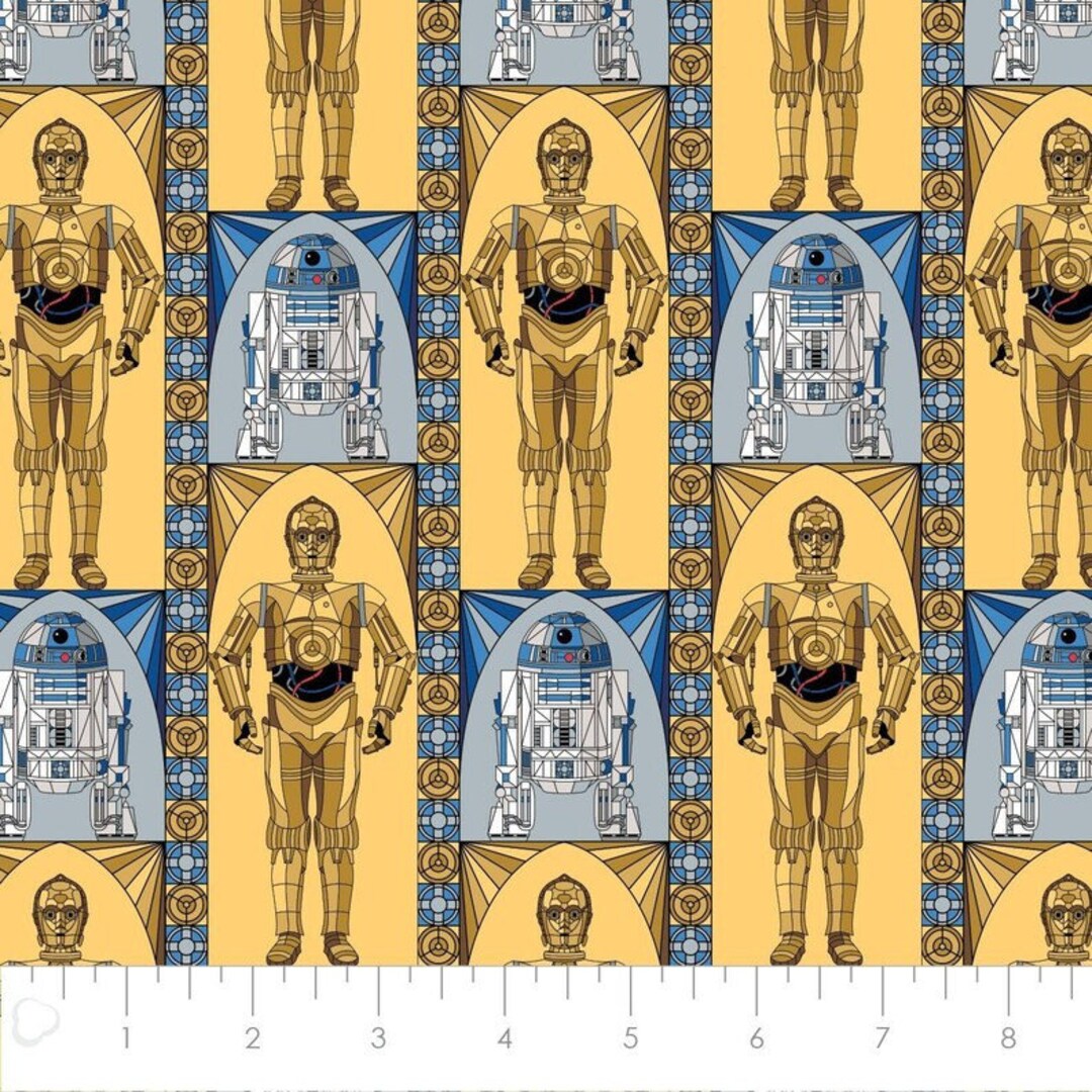 Star Wars Stained Glass Droids 73011250-1 Cotton Quilting Fabric 1/2 ...