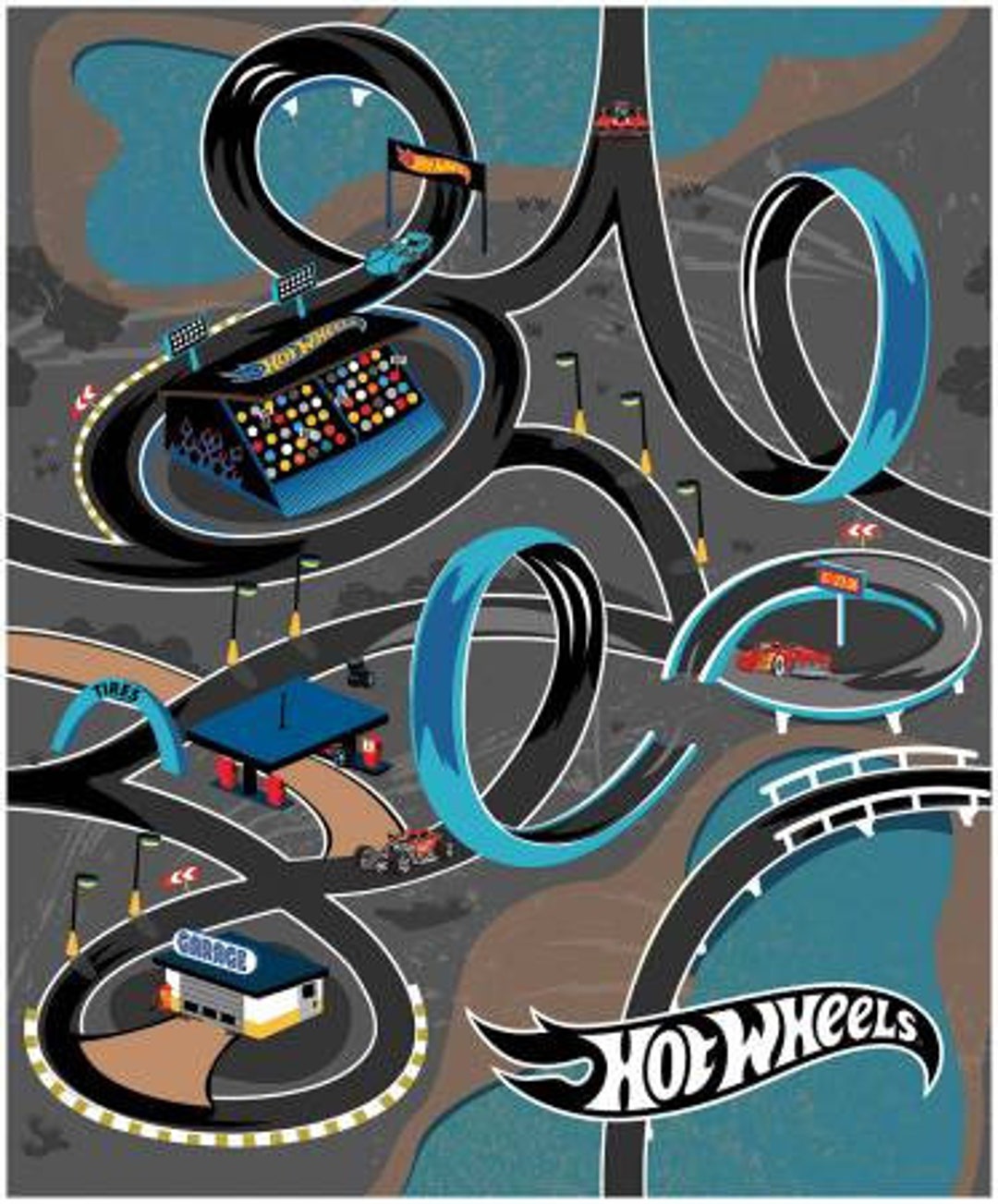 Hot Wheels Classic Car Track Blue VP11485R-BLUE Cotton Quilting Fabric ...