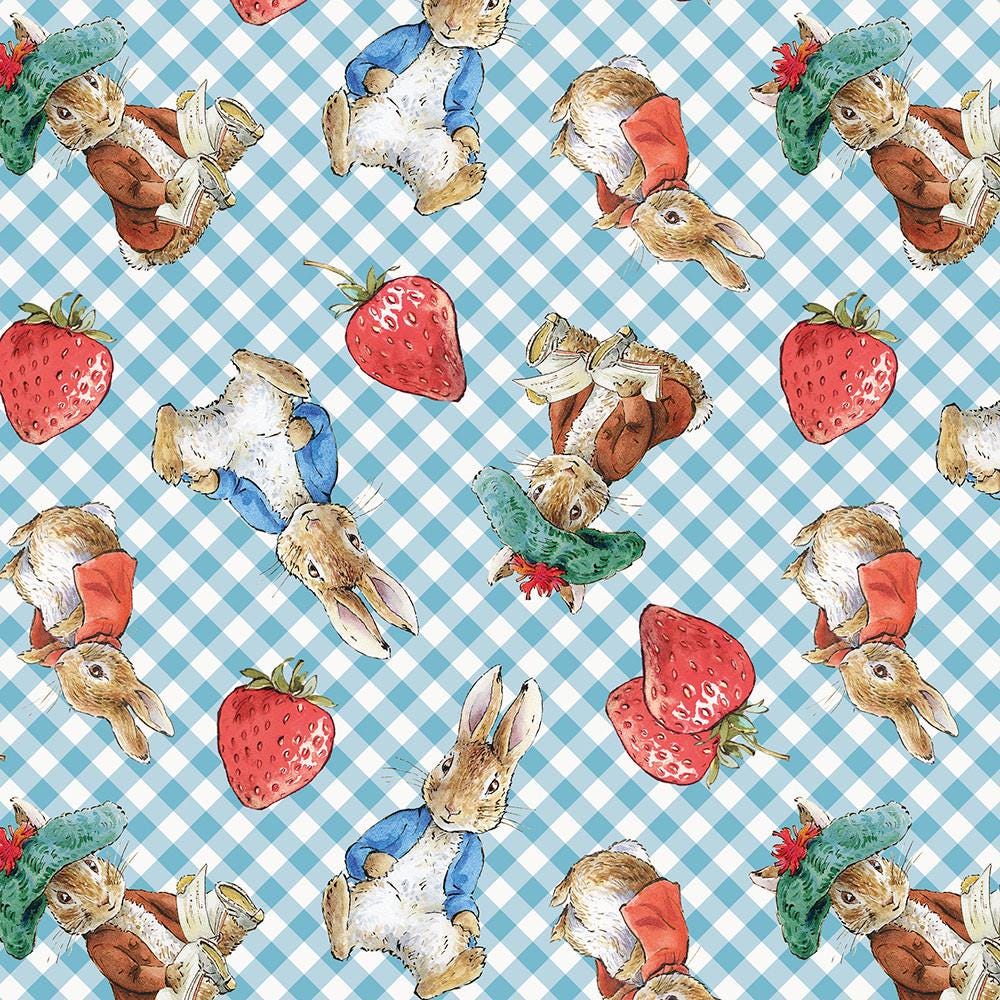 World of Peter Rabbit Peter and Strawberries Toss Gingham Cotton ...