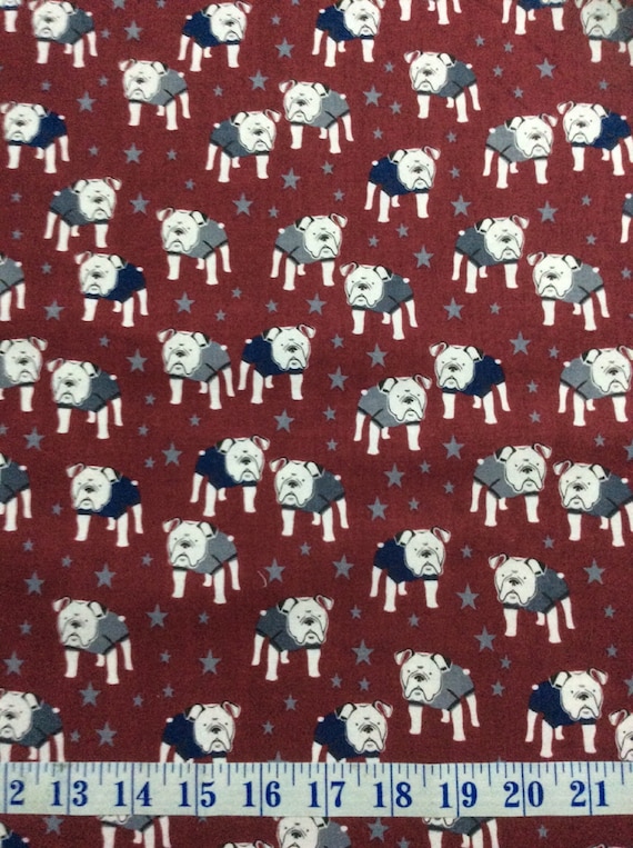 Bulldogs Hey Mister Main Burgundy Background Cotton Quilting - Etsy