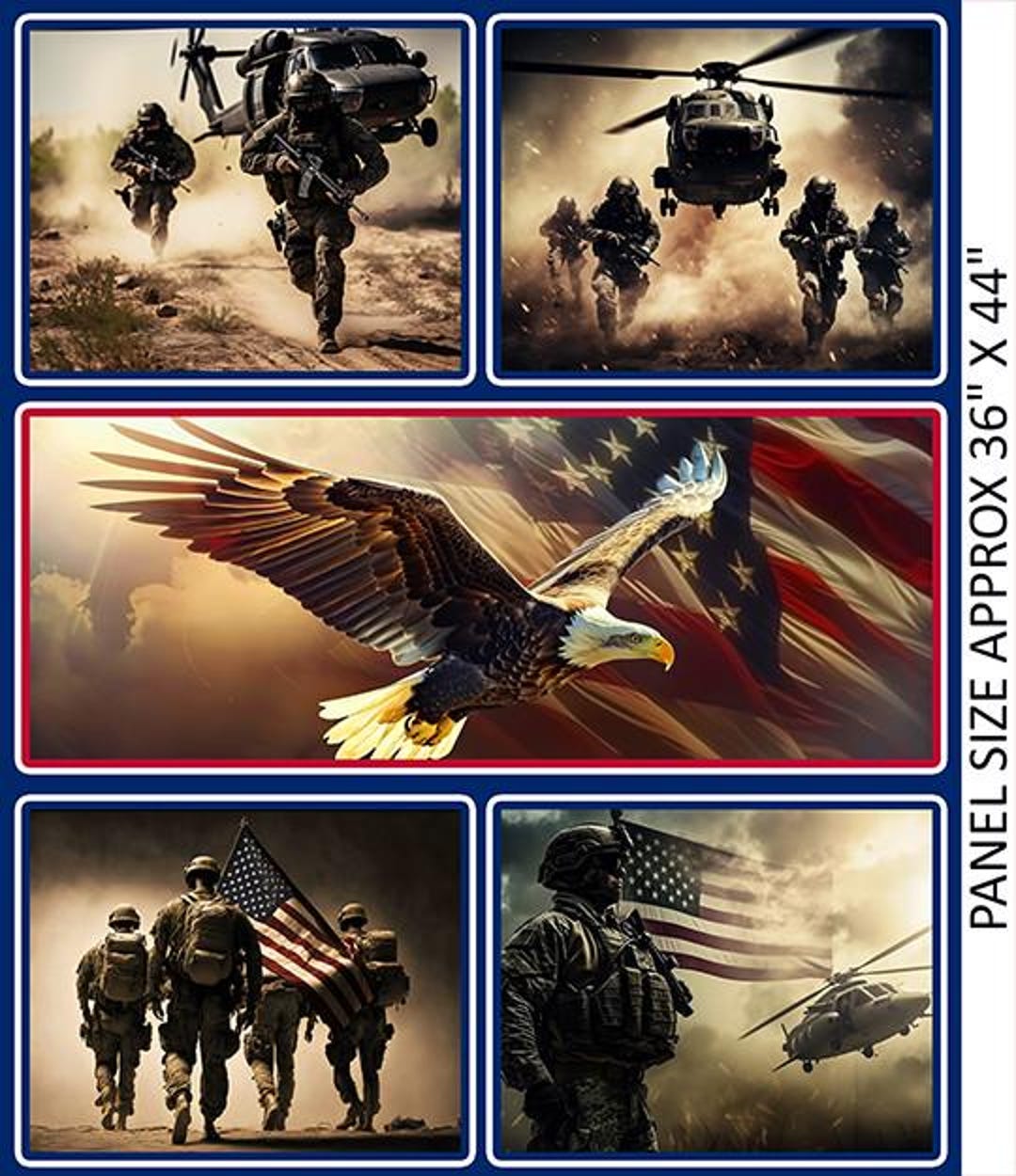 Freedom Forces US Soldiers Choppers Eagle 4064B Cotton Quilting Fabric ...