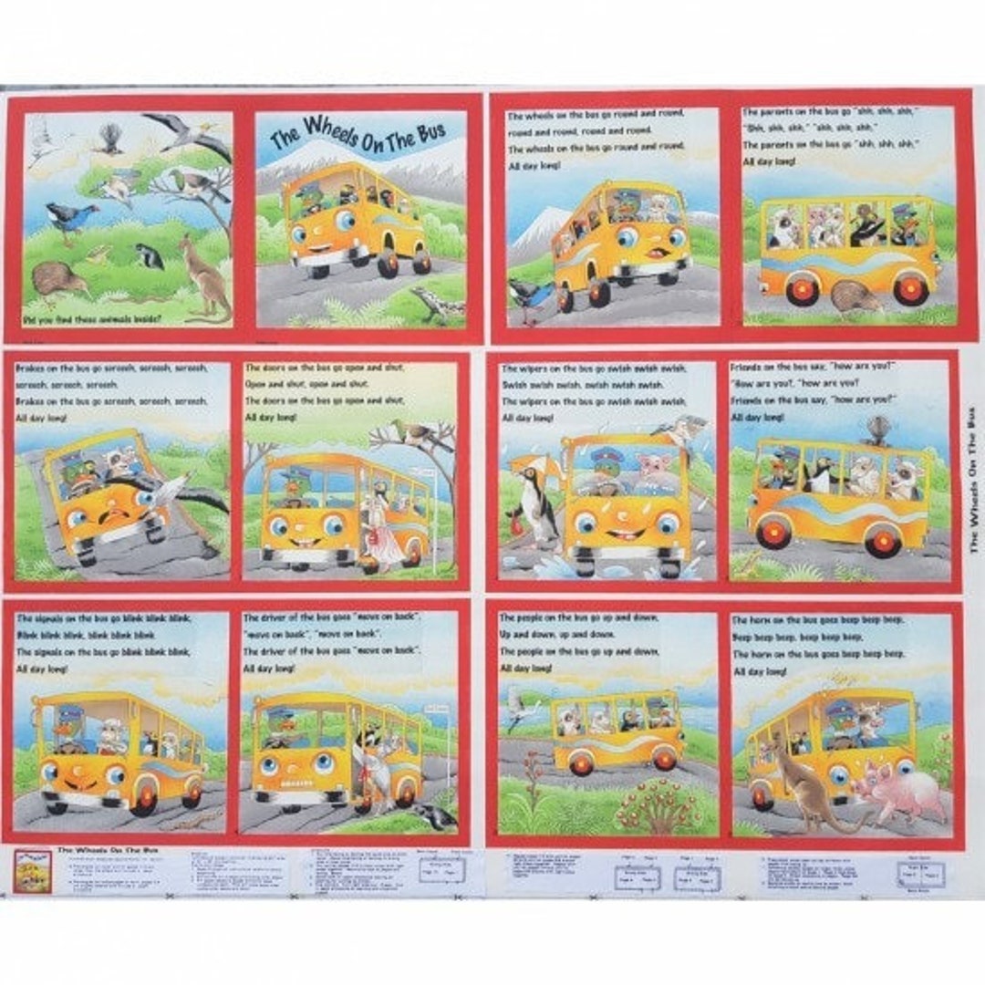 The Wheels on the Bus Cotton Quilting Fabric Book Panel - Etsy