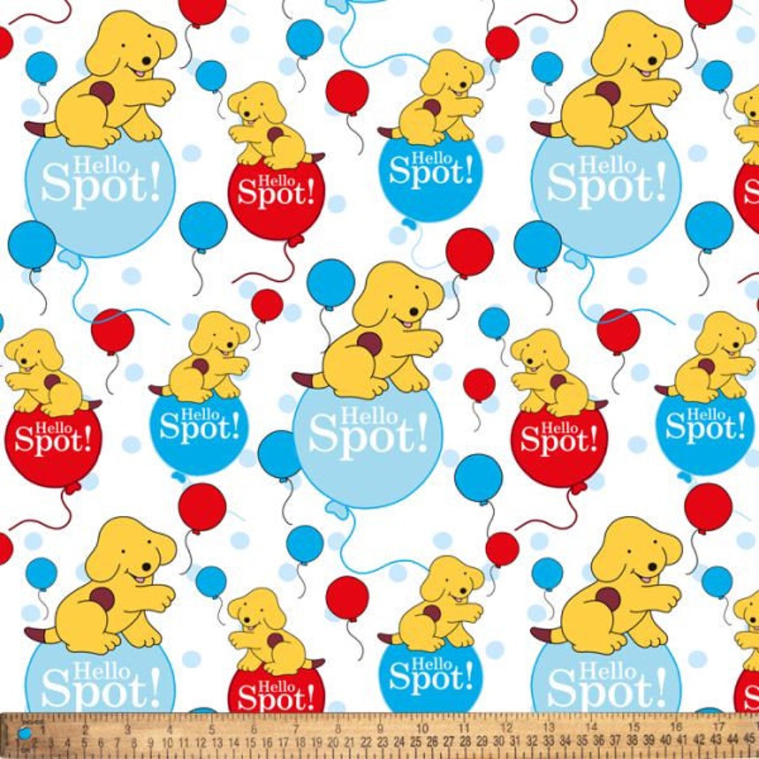 Spot the Dog Hello Spot Balloons White SP10171C1 Cotton Quilting Fabric ...