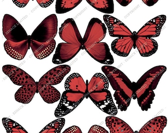 Cakeshop 12 X PRE-CUT Red Butterfly Edible Cake Toppers BT050 | Etsy