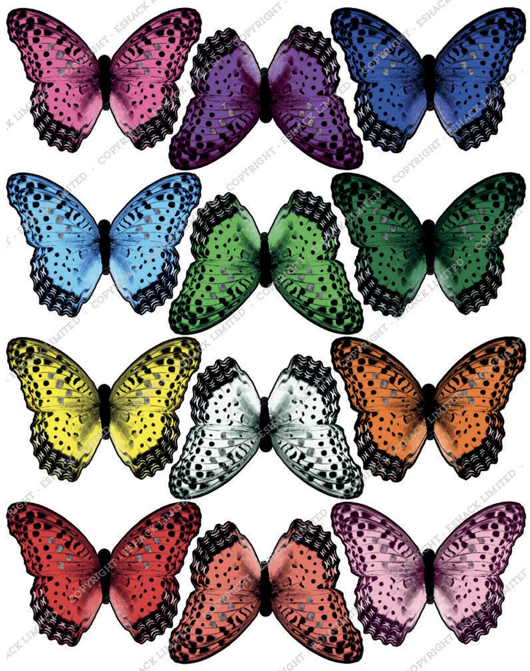 Cakeshop 12 X PRE-CUT Multi Coloured Butterfly Edible Cake Toppers ...
