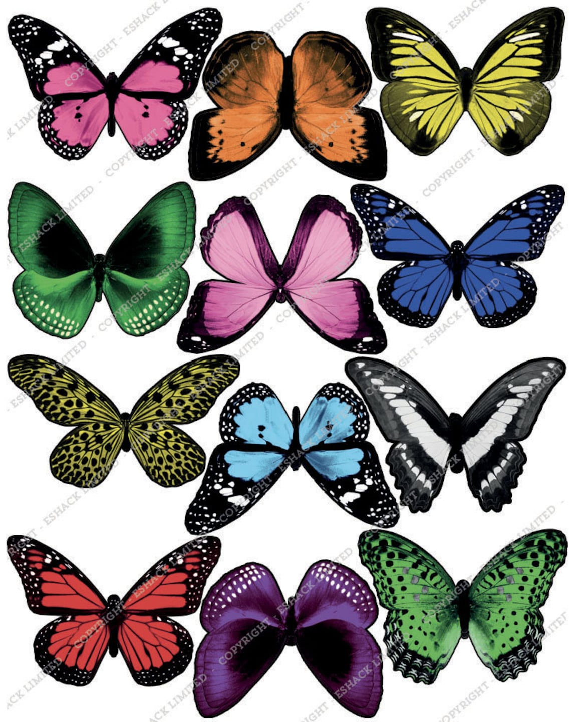 Cakeshop 12 X PRE-CUT Mixed Colour Butterfly Edible Cake - Etsy