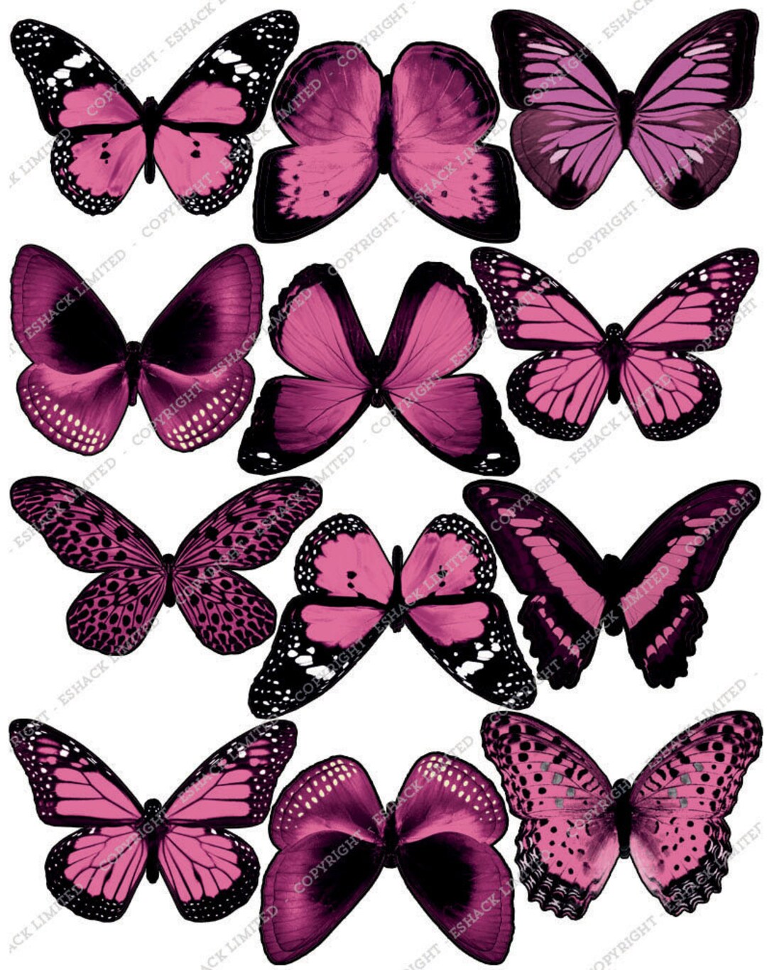 Cakeshop 12 X PRE-CUT Pink Butterfly Edible Cake Toppers BT073 - Etsy
