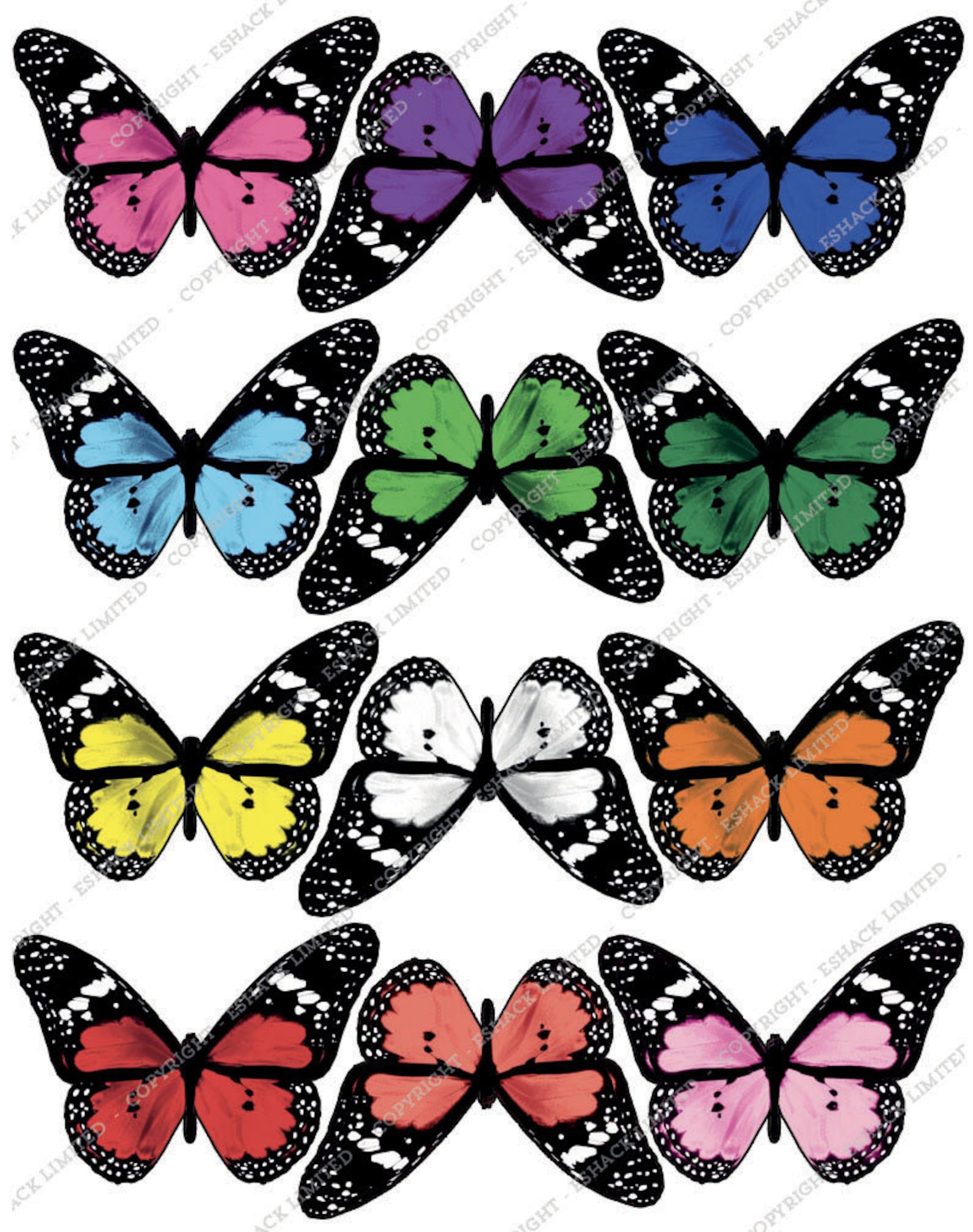 Cakeshop 12 X PRE-CUT Mixed Colour Butterfly Edible Cake - Etsy