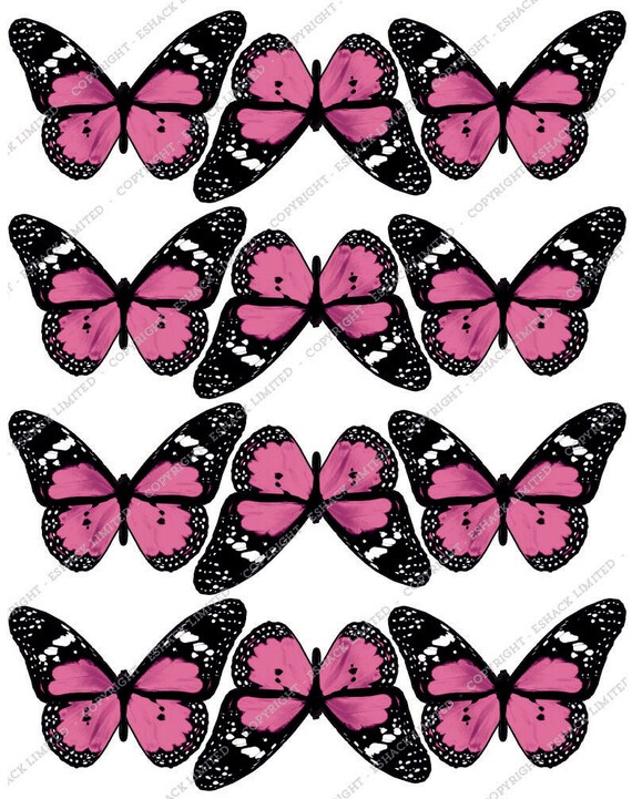 Cakeshop 12 X PRE-CUT Pink Butterfly Edible Cake Toppers BT048 | Etsy