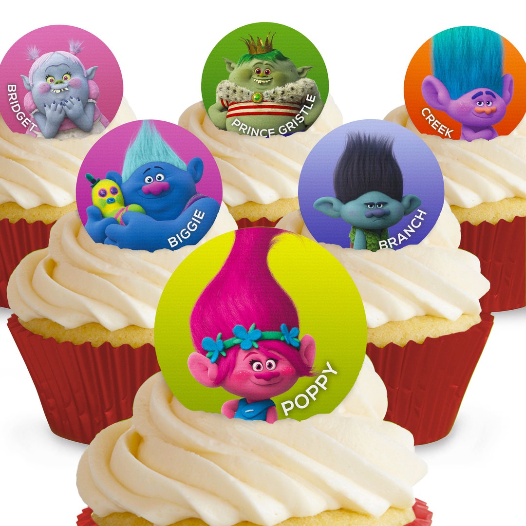 Toppershack 12 X PRE-CUT Trolls Edible Cake Toppers - Etsy