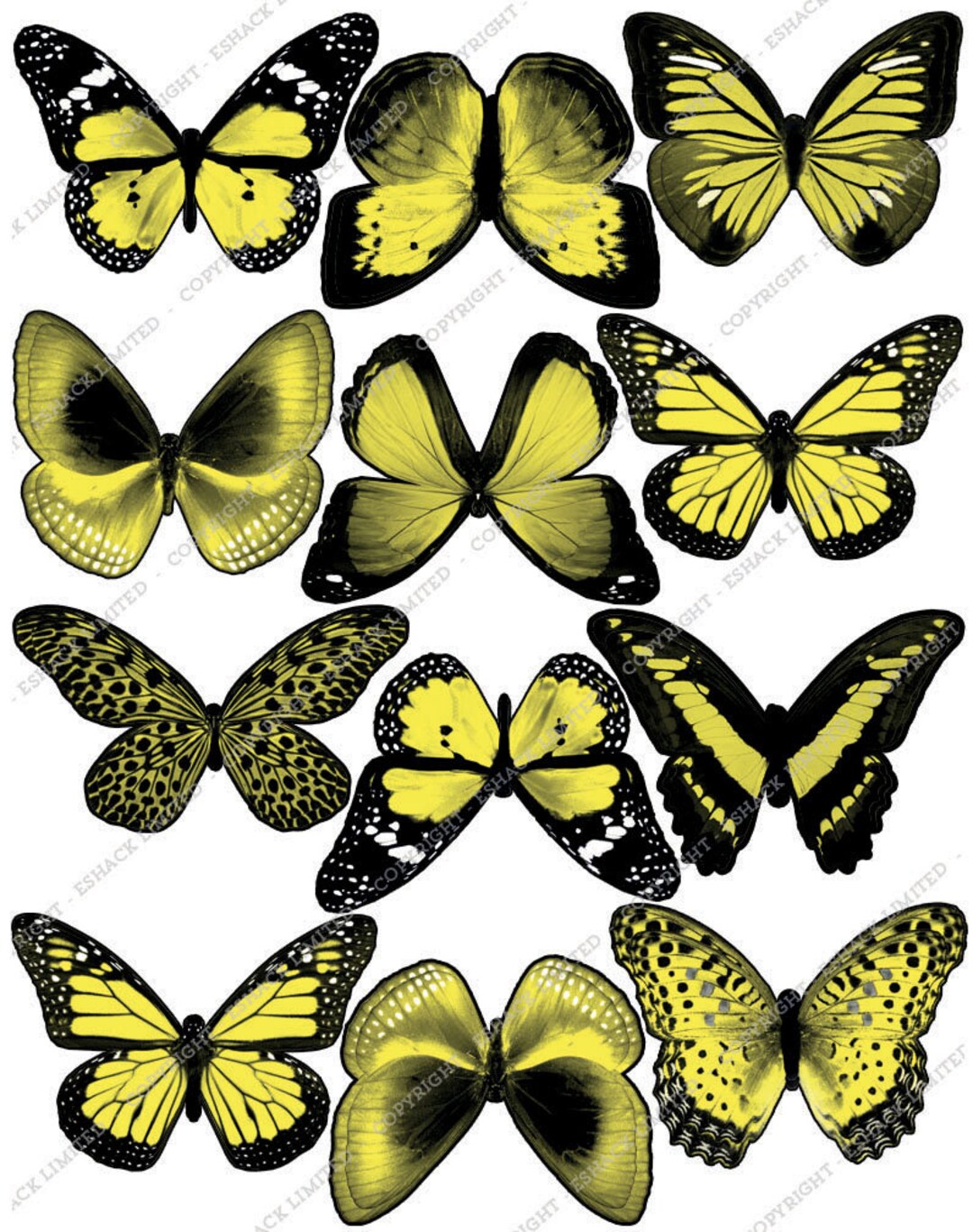 Cakeshop 12 X PRE-CUT Yellow Butterfly Edible Cake Toppers BT076 - Etsy