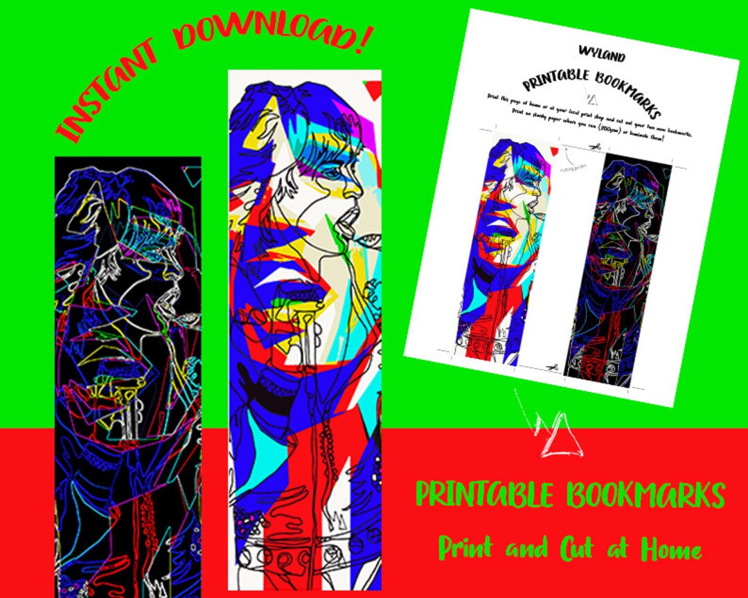 MICK JAGGER Set of 2 Illustrated Instant Download Bookmarks Set of 2 ...