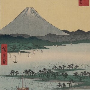 Mount Fuji Woodblock Print Poster, Miho, Mount Fuji, Japanese, Classic ...