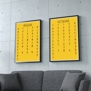 Yellow Katakana Poster, Katakana Poster, Japanese Wall Art, Katakana ...