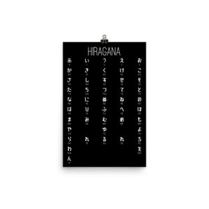 Black Hiragana Poster, Hiragana Poster, Japanese Prints, Hiragana Wall ...