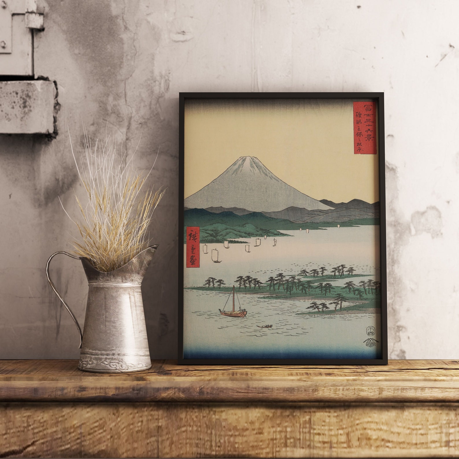 Mount Fuji Woodblock Print Poster Miho Mount Fuji Japanese | Etsy