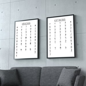 White Katakana Poster, Katakana Poster, Japanese Wall Art, Katakana ...