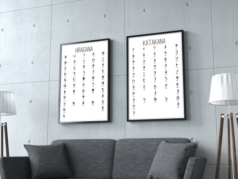 White Katakana Poster, Katakana Poster, Japanese Wall Art, Katakana ...