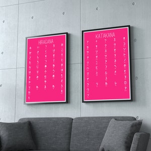 Pink Hiragana Poster, Hiragana Poster, Japanese Prints, Hiragana Wall ...