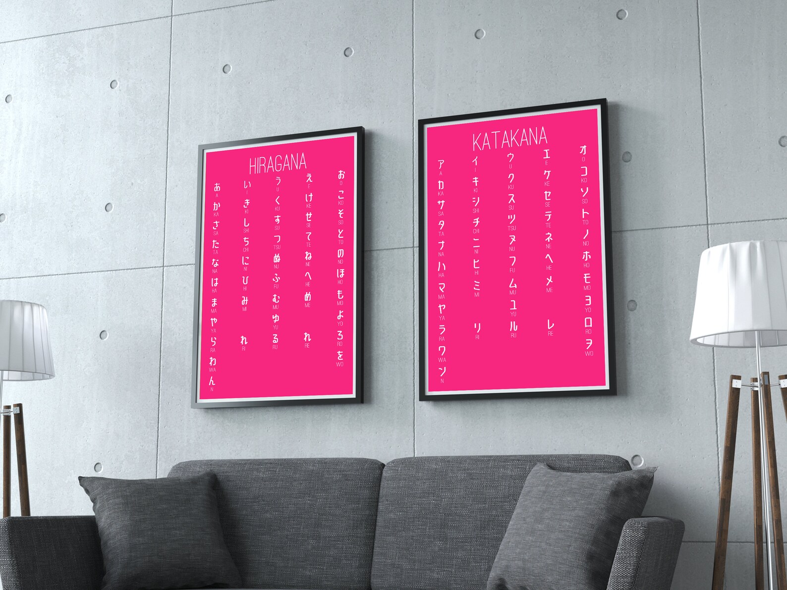 Pink Katakana Poster, Katakana Poster, Japanese Wall Art, Katakana Wall ...