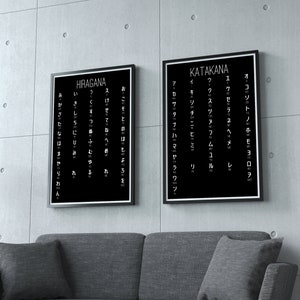 Black Katakana Poster, Japanese Wall Art, Katakana Poster, Katakana ...