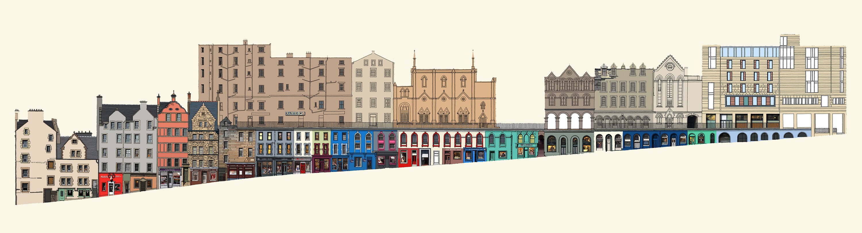 Edinburgh Art Print // Victoria Street Drawing // Giclee Print // Hand ...