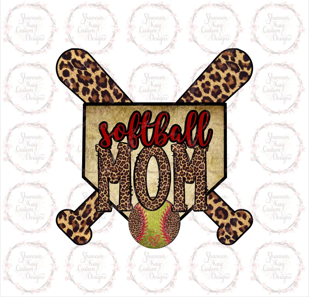 Softball MOM Leopard PNG Download Sublimation Design - Etsy