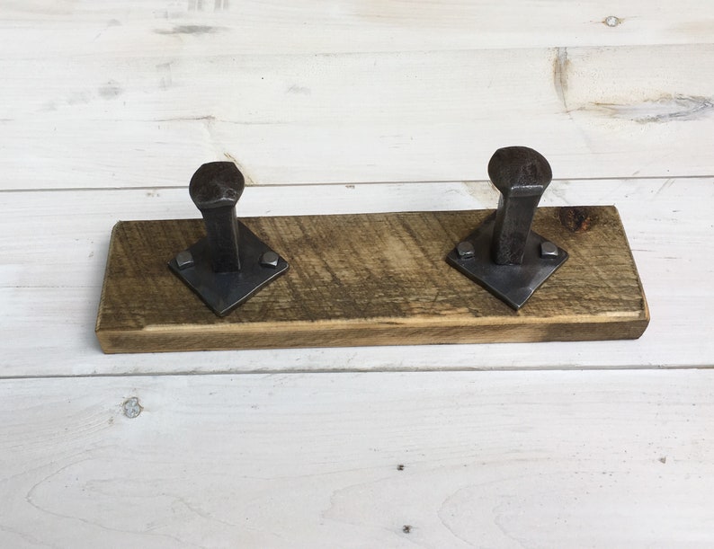 Rustic Railroad Spike Coat Rack: Reclaimed Barn Board & Wrought Iron ...