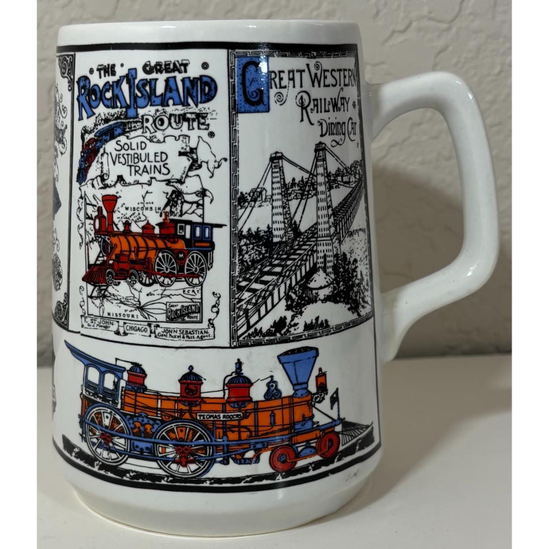 Vintage Train Railroad Mug Made in Japan Great Western Kansas Chicago ...