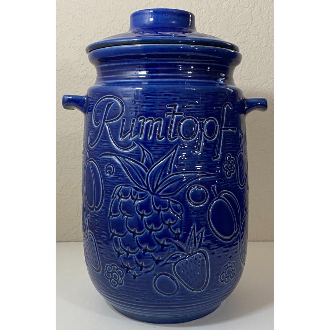 Blue 12.5 Tall Rumtopf Ceramic Storage Jar With Lid W. Germany 204-28 Fruit - Etsy