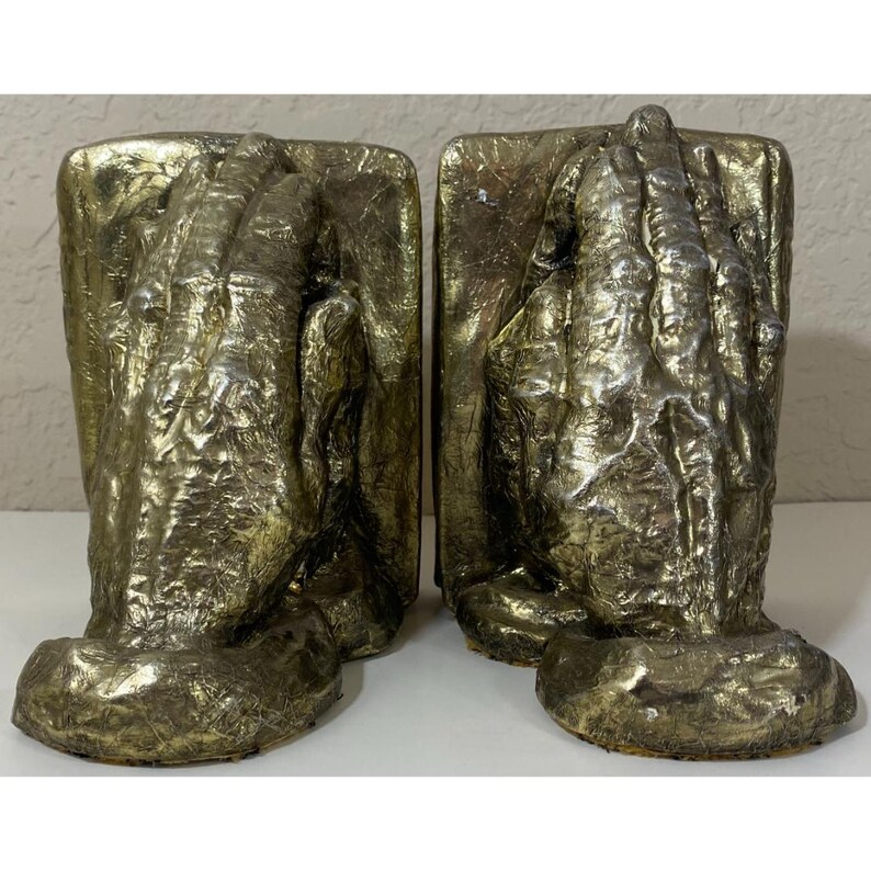 Vintage Praying Hands Holy Bible Bookends Christian Book Religious ...