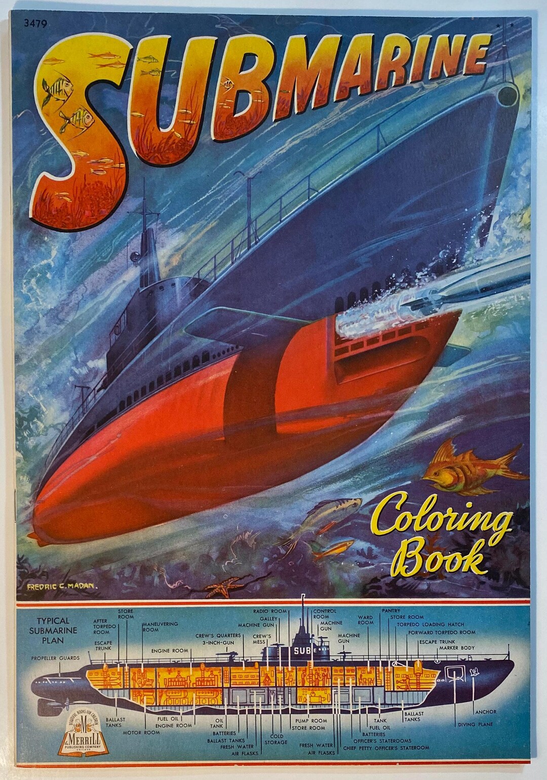 Vintage Submarine Coloring Book by the Merrill Publishing Company 1944 ...