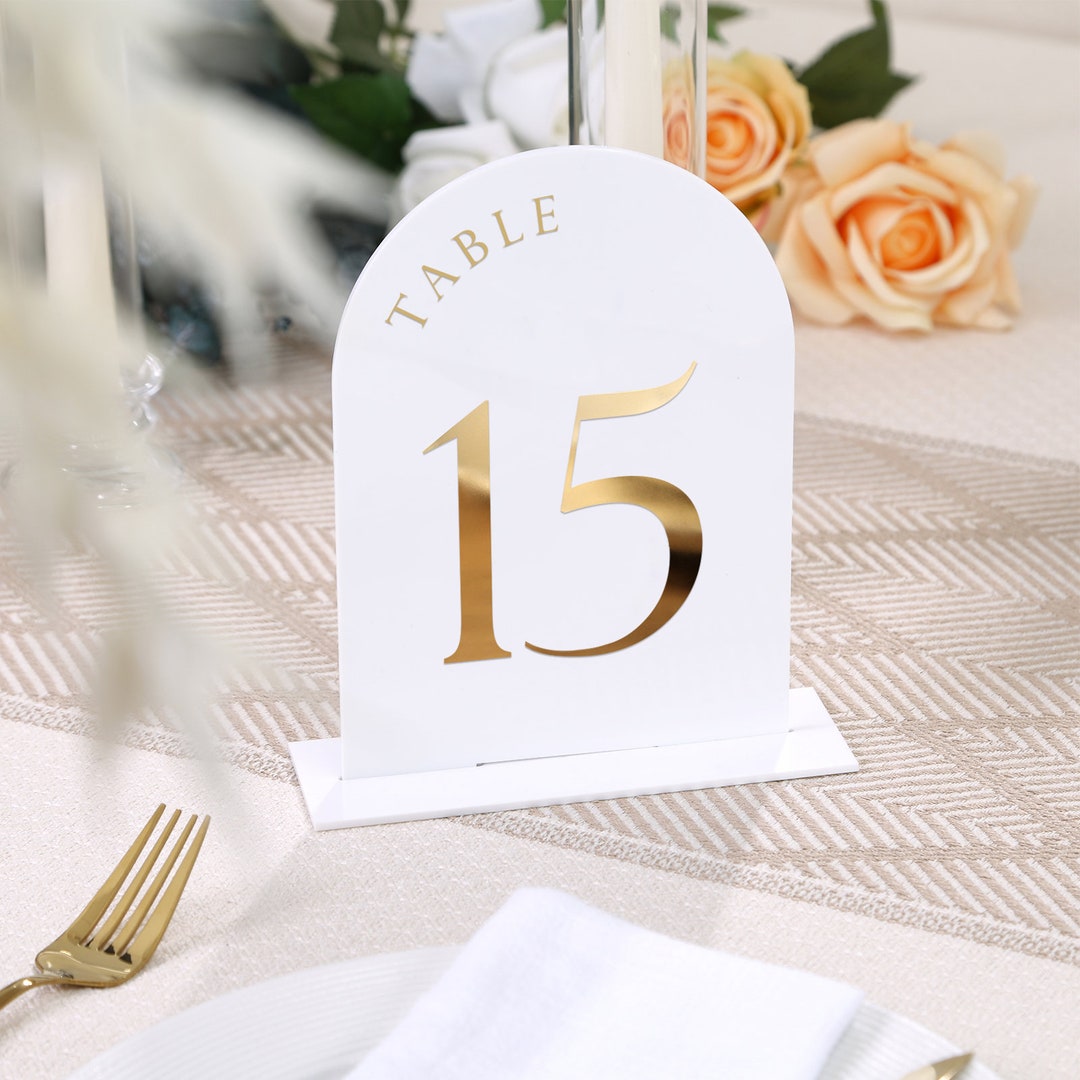 Acrylic 5x7 White Arch Table Sign for Wedding With Holders, 1/8 Inches ...