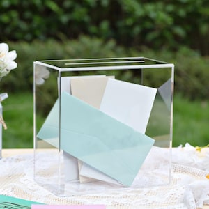 Clear Acrylic Wedding Card Box With Slot, Large 10x10x5.5 In, Wedding ...