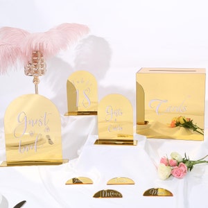Acrylic 5x7 Gold Mirror Arch Table Sign for Wedding With Holders, 1/8 ...