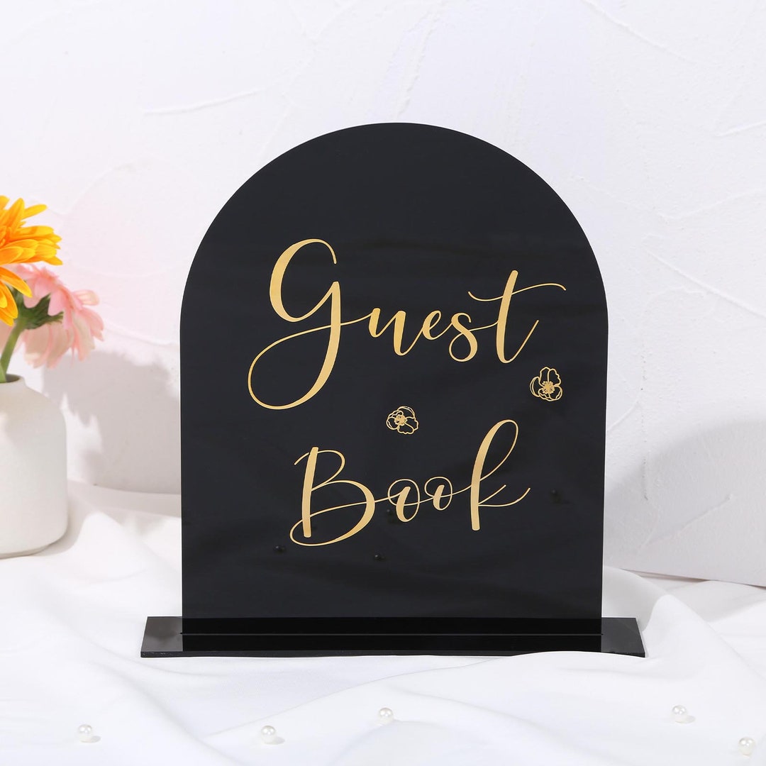 Black Acrylic Arch Table Sign With Holders, 8x10 Inches Wedding Table ...
