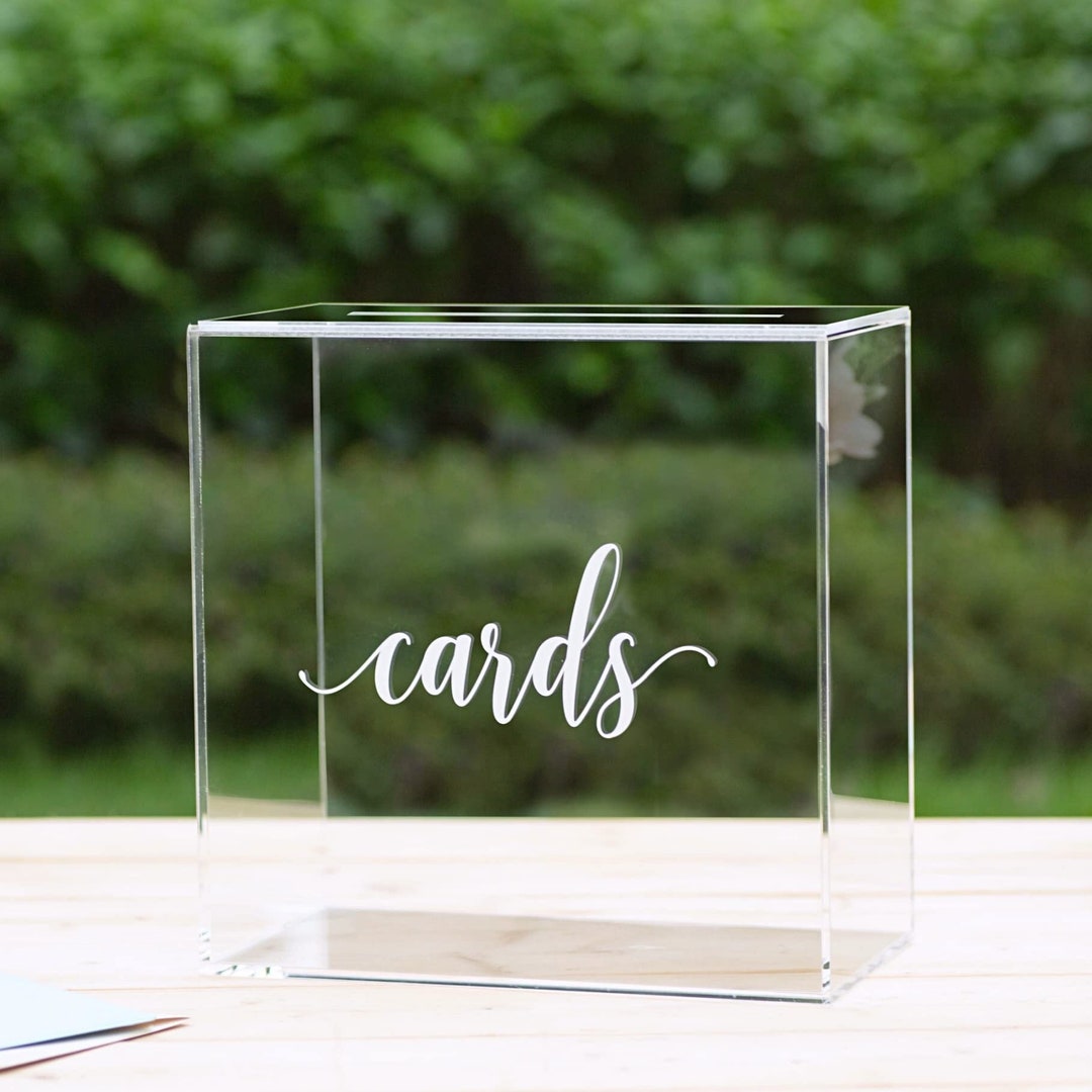 Clear Acrylic Wedding Card Box With Slot, Large 10x10x5.5 In, Wedding ...