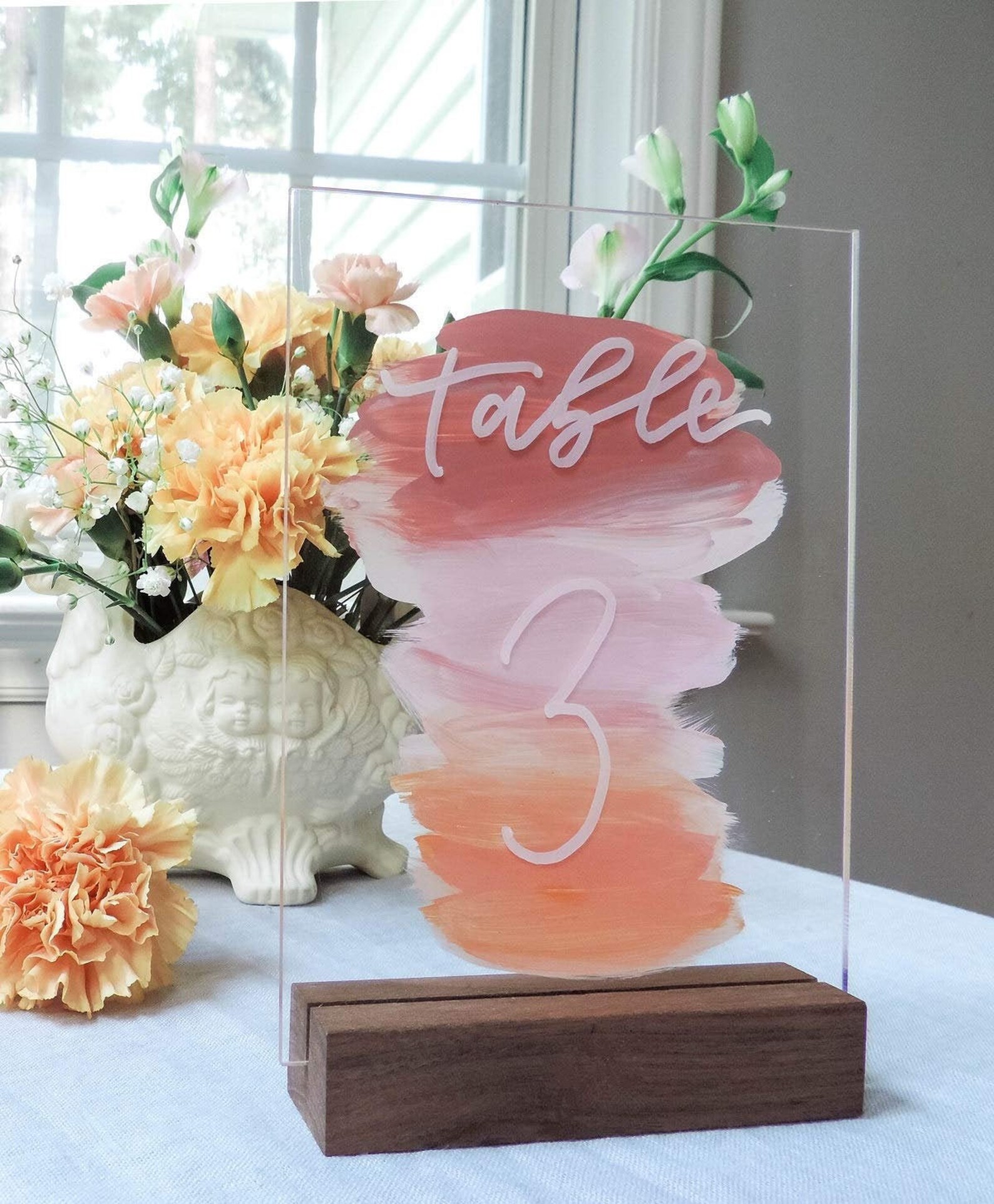 Rustic Walnut Wood Table Number Holder Wooden Place Card | Etsy