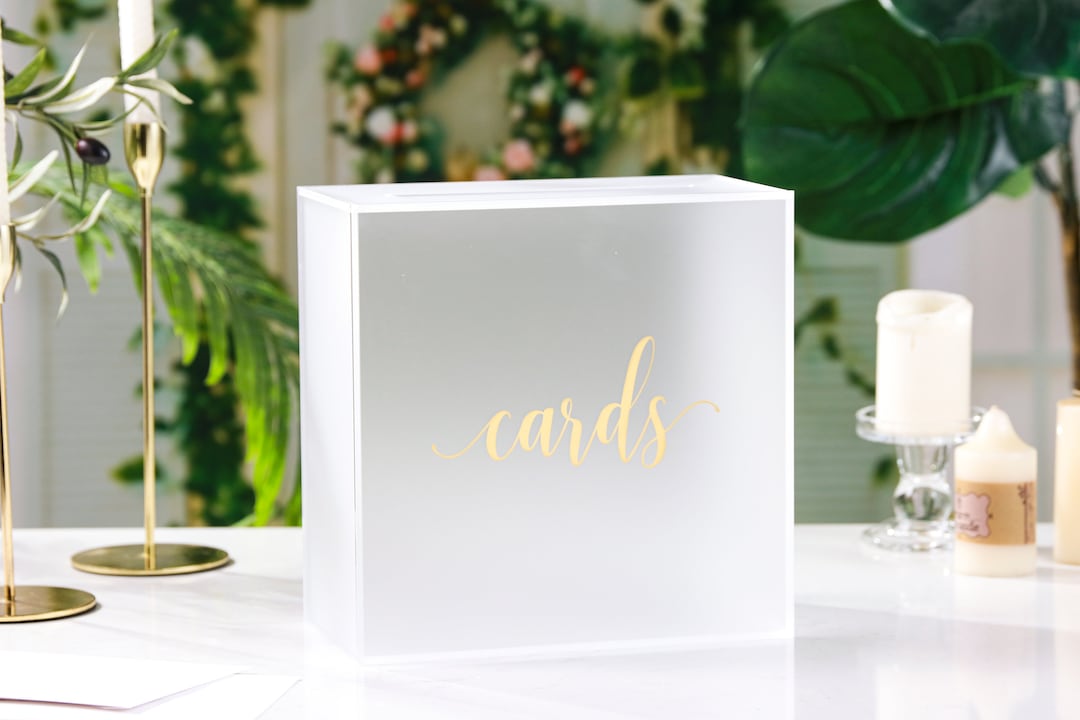 Frosted Acrylic Wedding Card Box With Slot, Large 10x10x5.5 In, Wedding ...