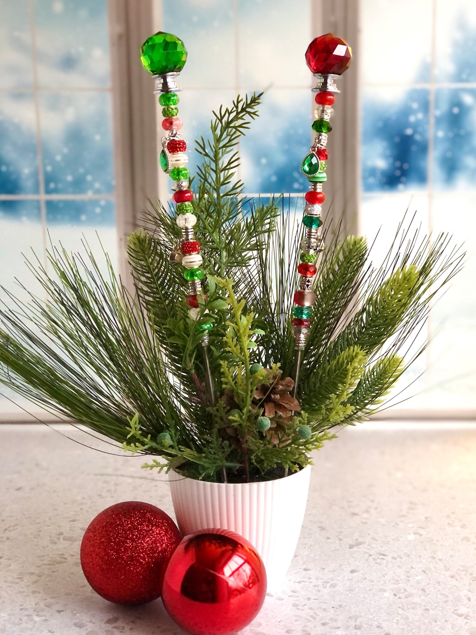 Holiday Plant Pot Decor, Christmas Plant Stake, Holiday Garden Stake ...