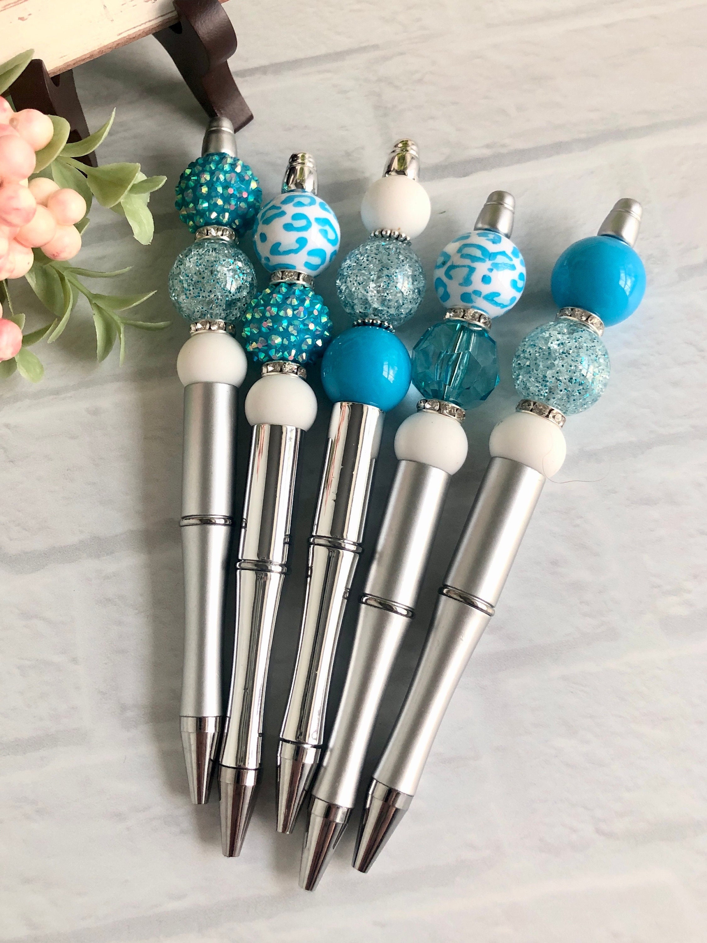 Beaded Pen With Teal Beads, Ballpoint Pen With Decorative Beads, Gift ...