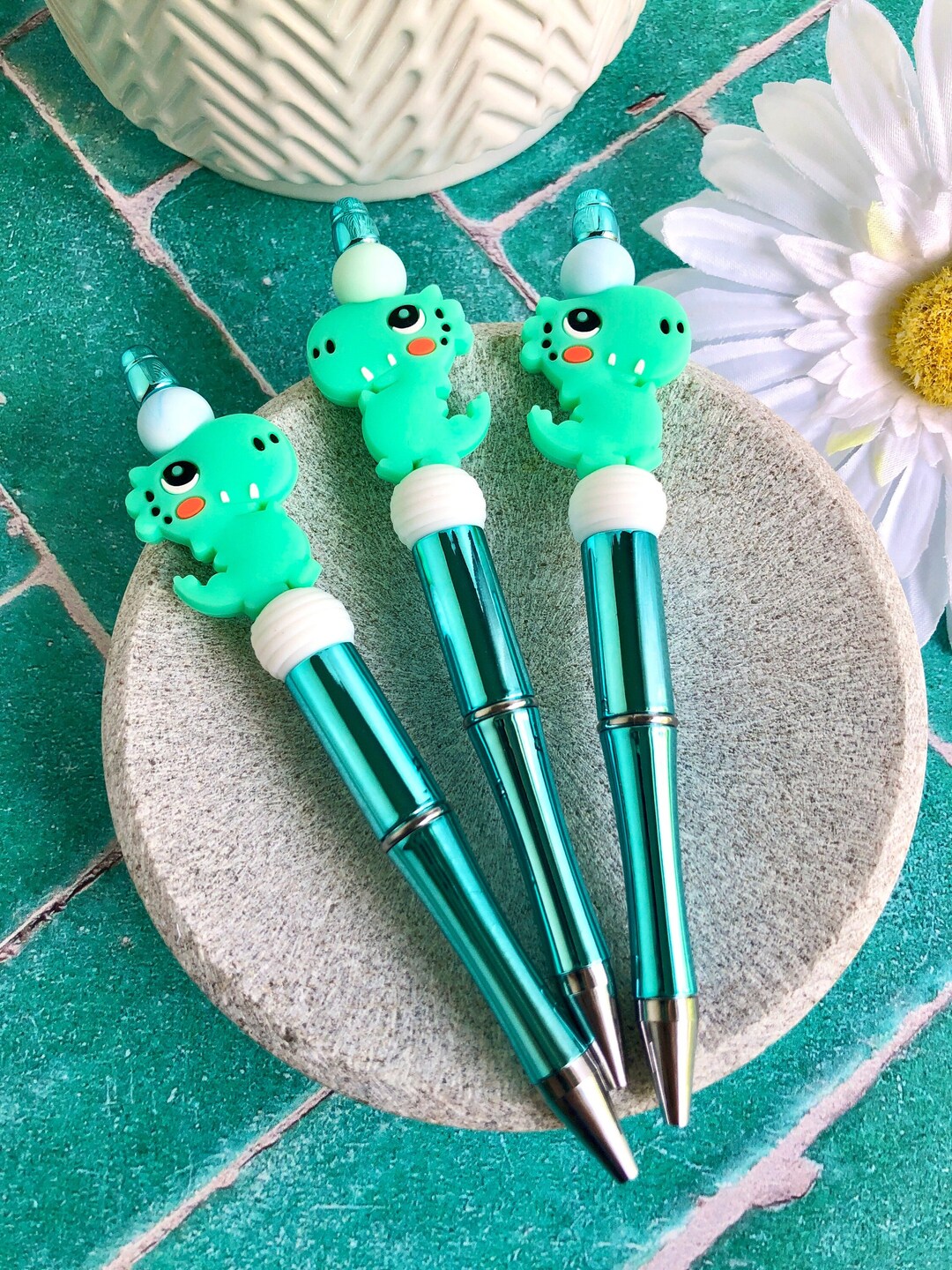 Dinosaur Beaded Pen, Dinosaur Ballpoint Pen, Gift for Kids, Planner Pen ...
