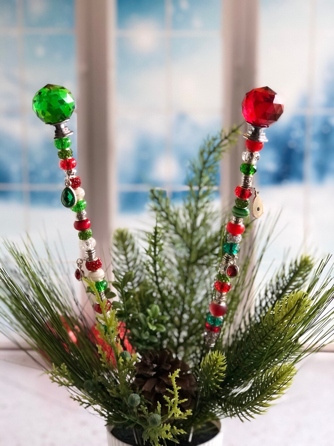 Holiday Plant Pot Decor, Christmas Plant Stake, Holiday Garden Stake ...