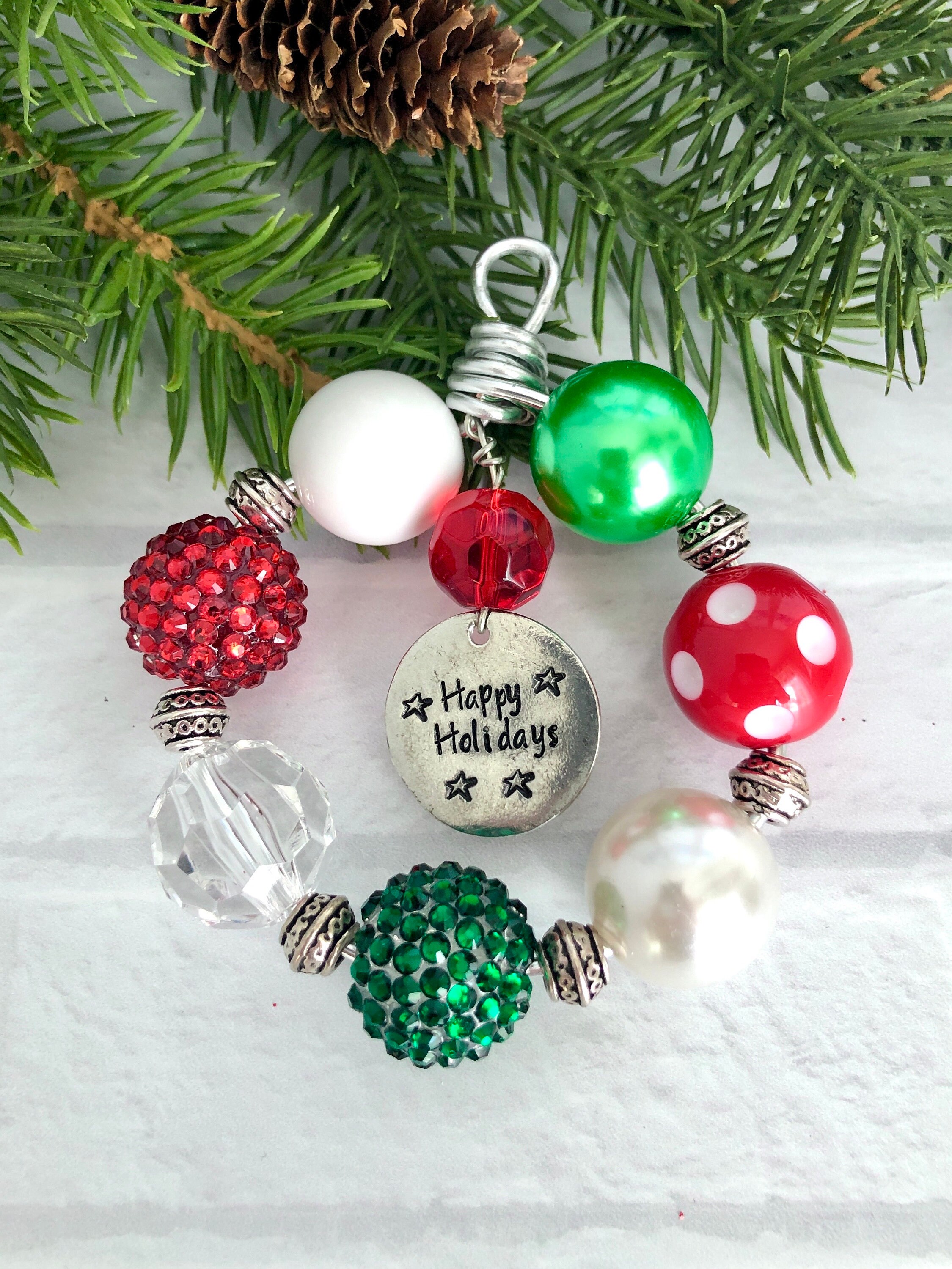 Tree Ornament Shaped Like a Wreath, Happy Holidays Christmas Tree ...