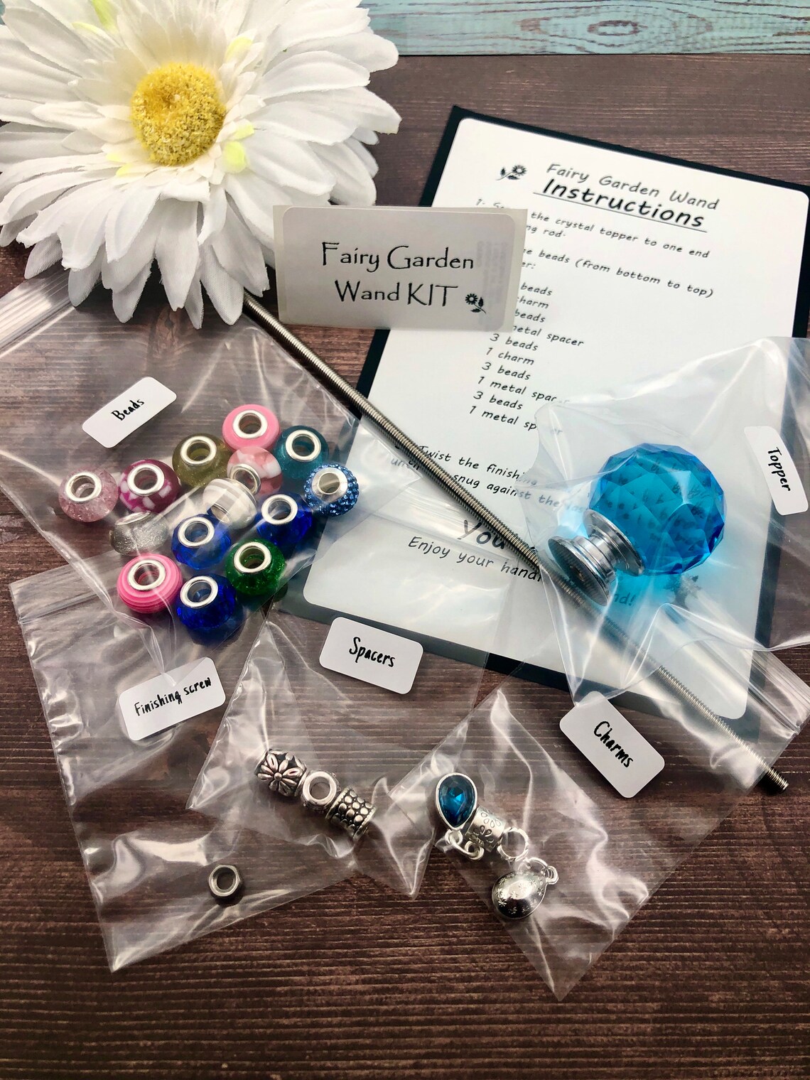DIY Fairy Garden Wand Kit: Crystal Topper, Plant Pot Stakes - Etsy