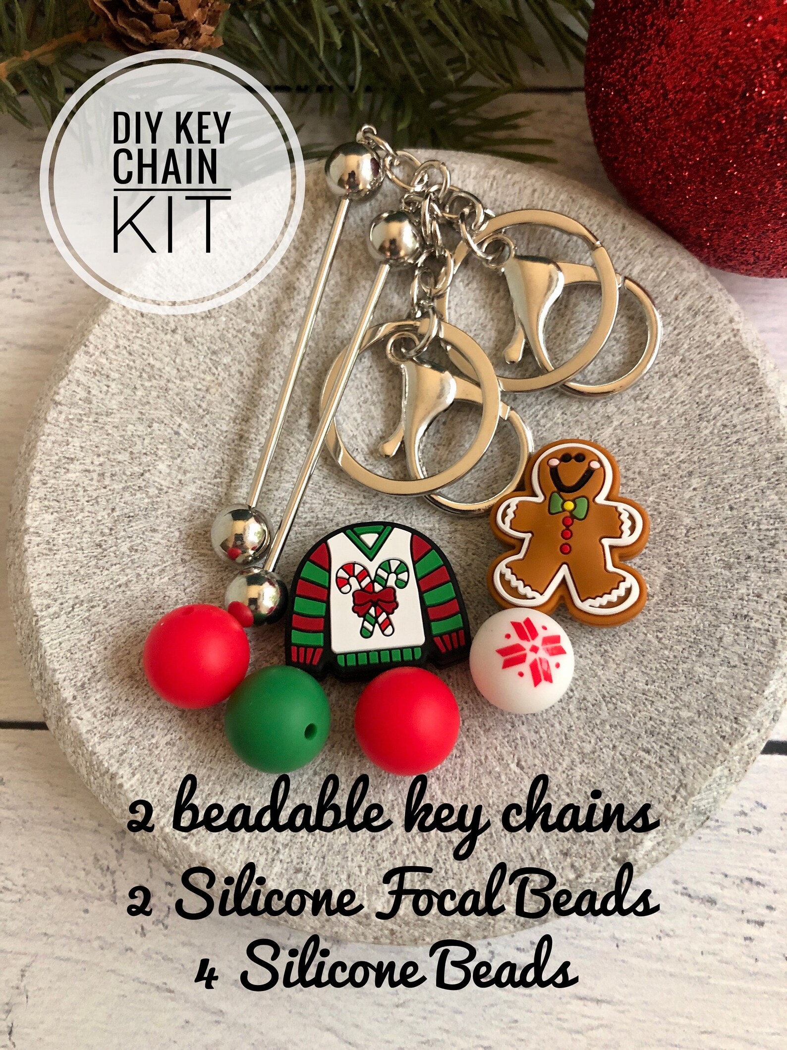 DIY Christmas Key Chain Kit, Set of 2 Holiday Keychains You Make ...